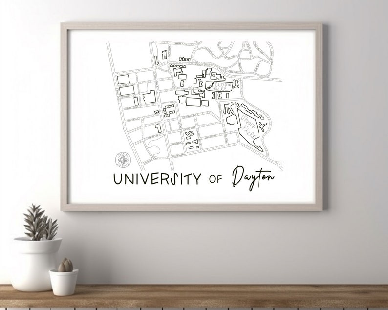 University of Dayton Minimalist Map Print - Modern Wall Art Decor for ...