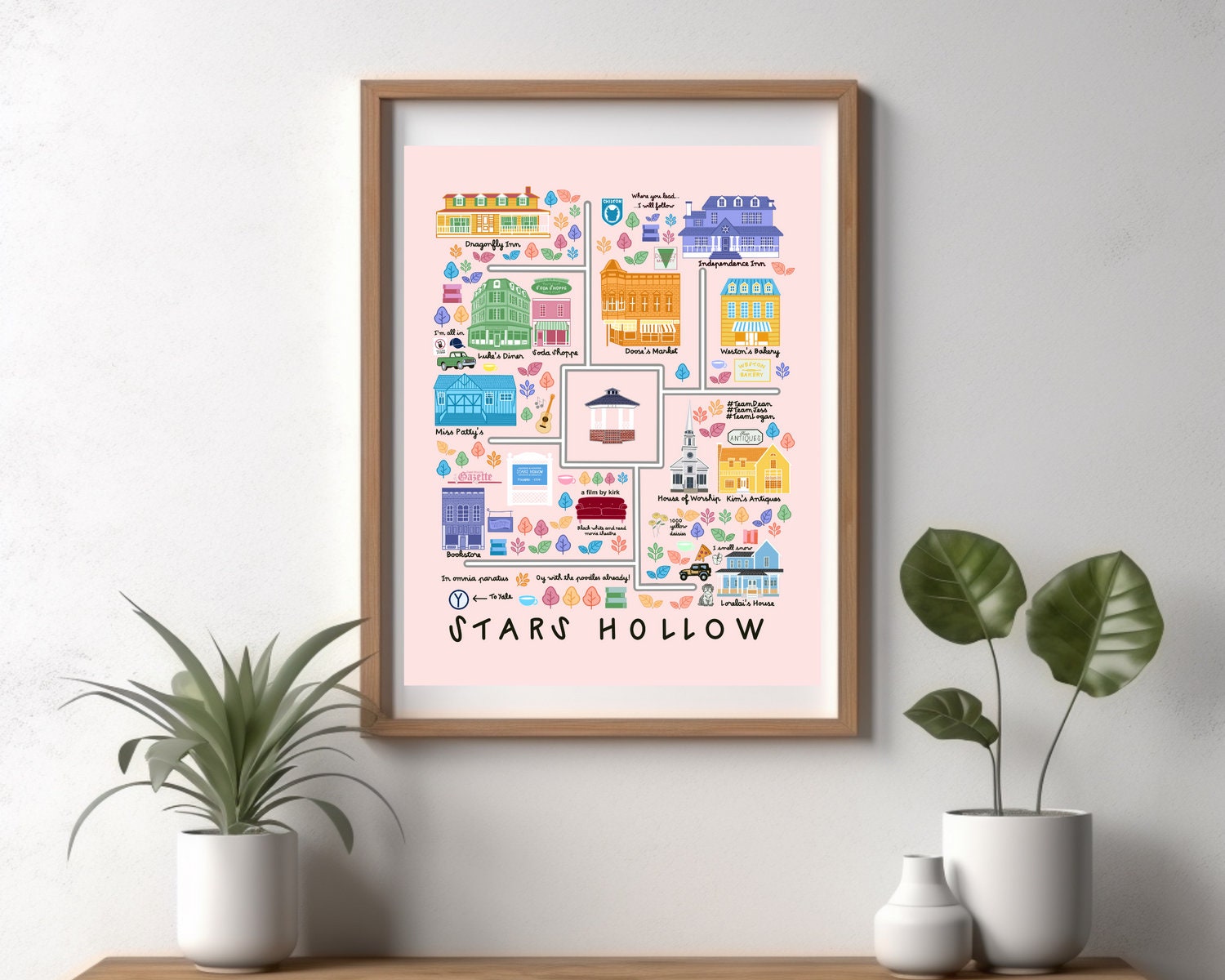 Gilmore Girls Wall Art, Stars Hollow Map Art Print, Luke's Diner ...