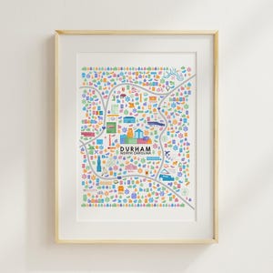 Durham, North Carolina Illustrated Map Art Print – Cityscape Home Decor ...