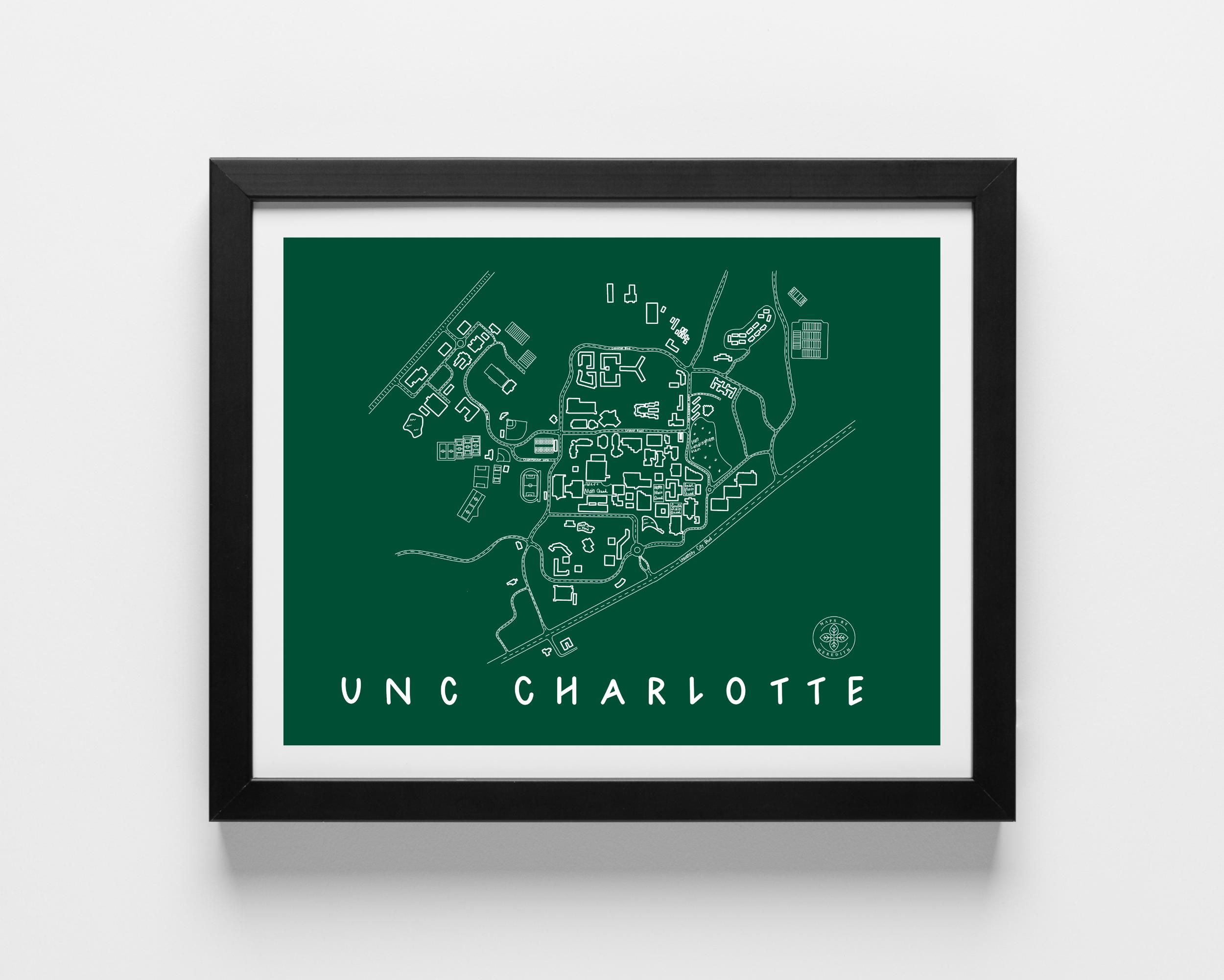 UNC Charlotte Map Art Print - Etsy