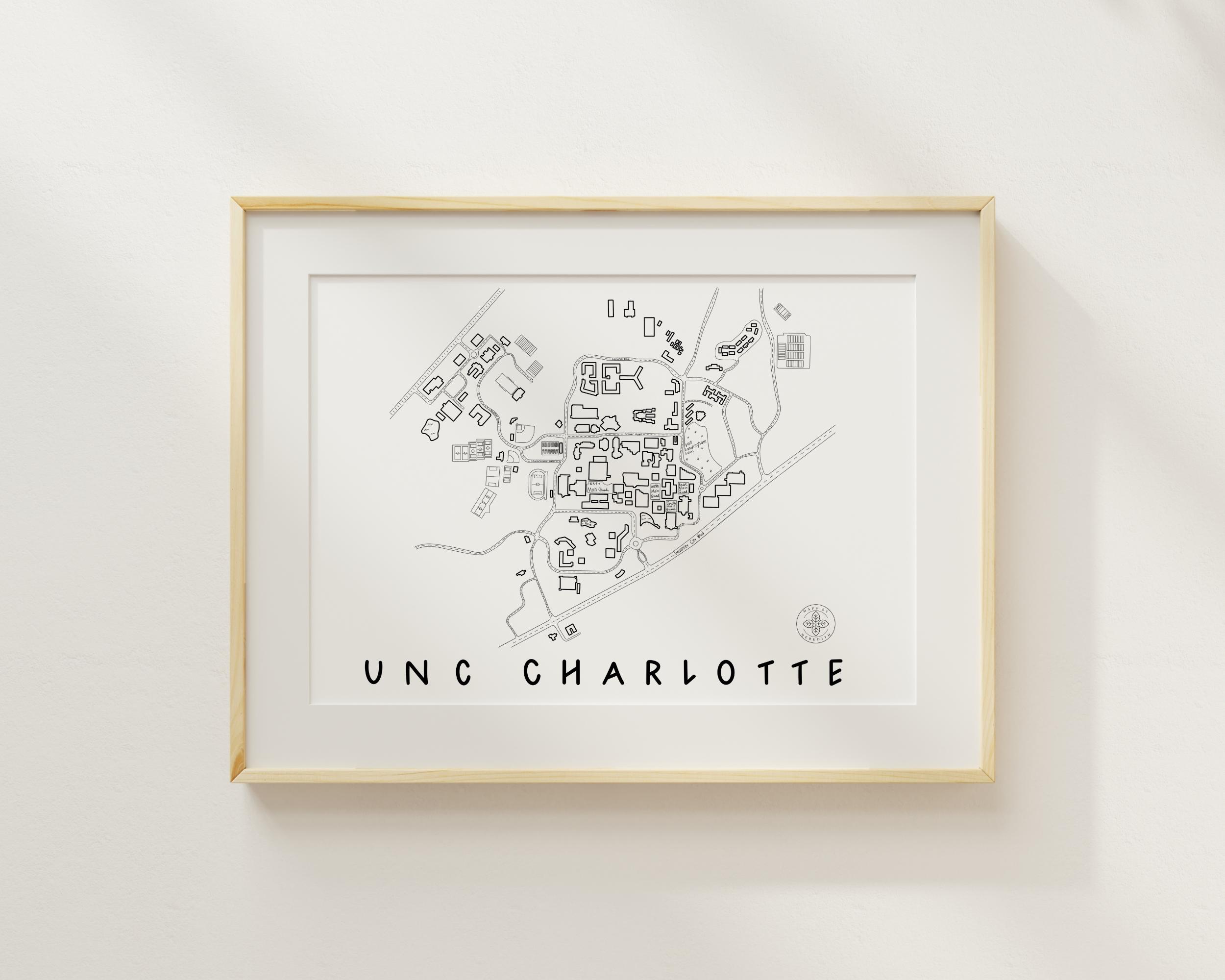 UNC Charlotte Map Art Print - Etsy