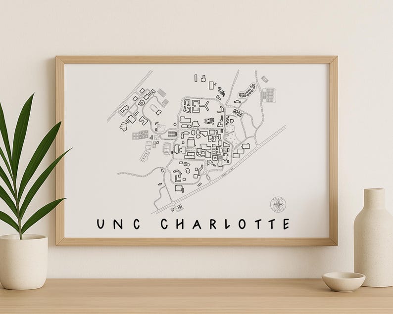 UNC Charlotte Map Art Print - Etsy