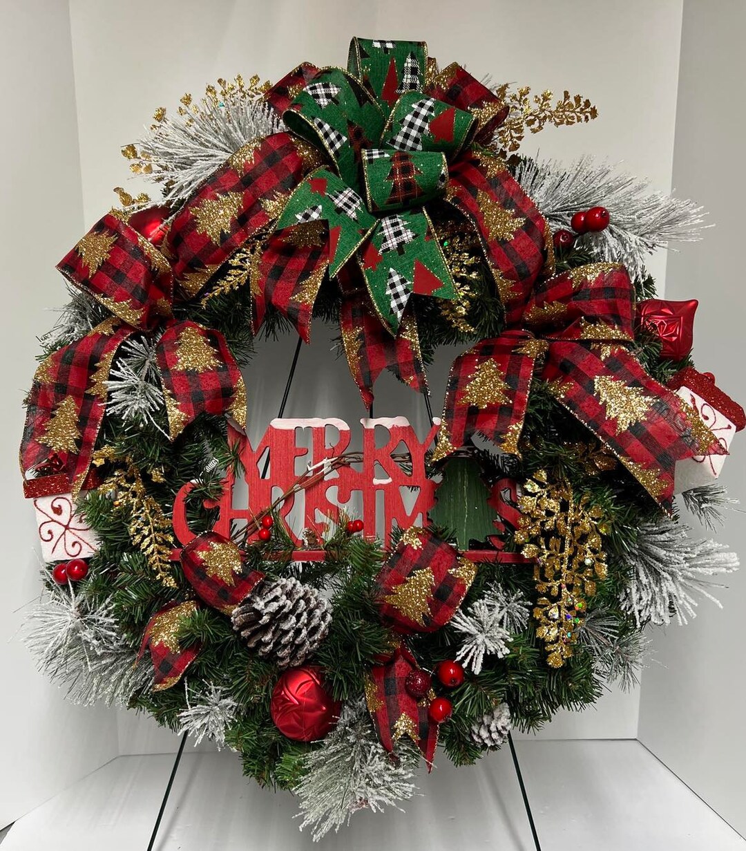 Handmade Merry Christmas Wreath. Handmade Evergreen Wreath - Etsy