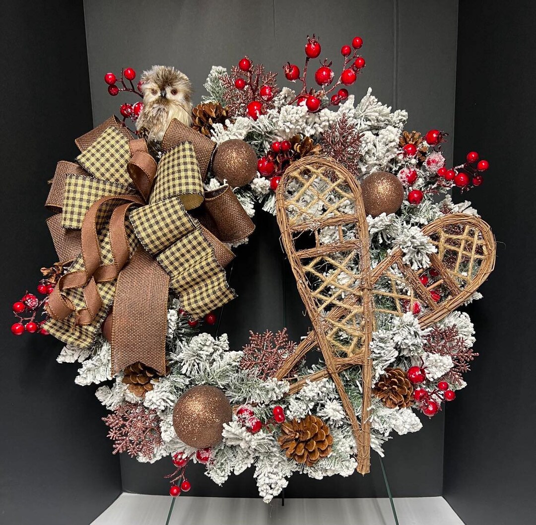 Beautiful Handmade Wreath With Snowshoes and Owls. Unique - Etsy