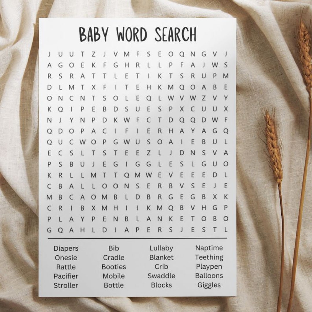 Baby Word Search Baby Shower Game Printable Party Games - Etsy