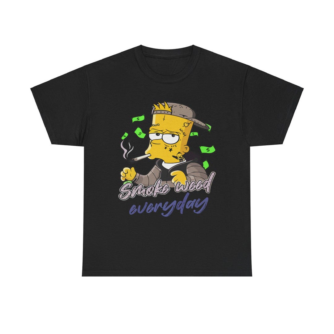 Bart Simpson Weed Tee, Urban Streetwear, Hip-hop Shirt, Unisex Graphic ...