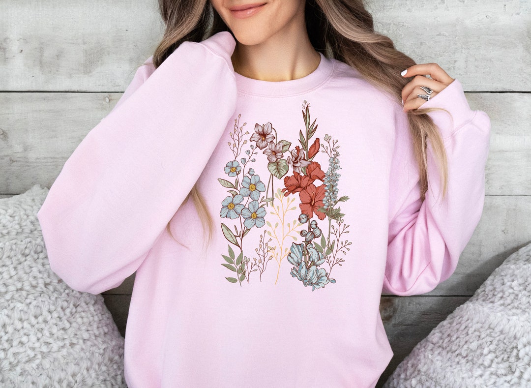 Pressed Flowers Sweatshirt,flower Sweatshirt, Botanical Hoodie ...