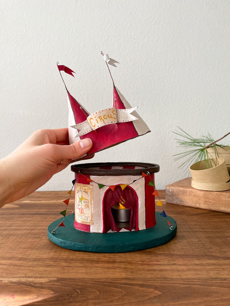 Papier-mâché Circus Tent in Retro Style Сircus Diorama in Vintage Style ...