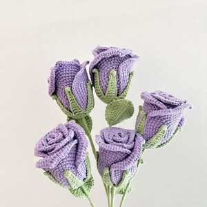 Purple Rose+crochet Flower+crochet Bouquet+birthday Gift+creative Gift ...