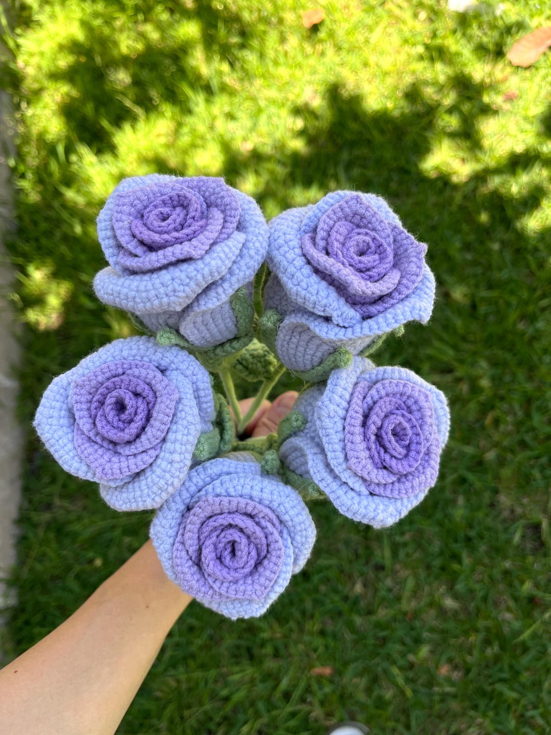 Purple Rose+crochet Flower+crochet Bouquet+birthday Gift+creative Gift ...