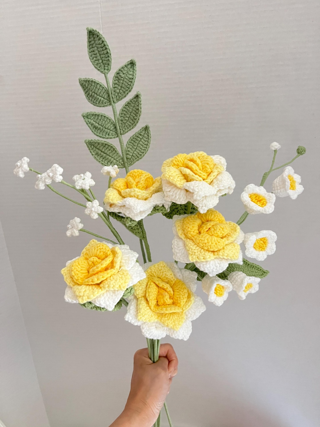 Handmade Yellow Crochet Rose Bouquet: Everlasting Floral Gift - Etsy
