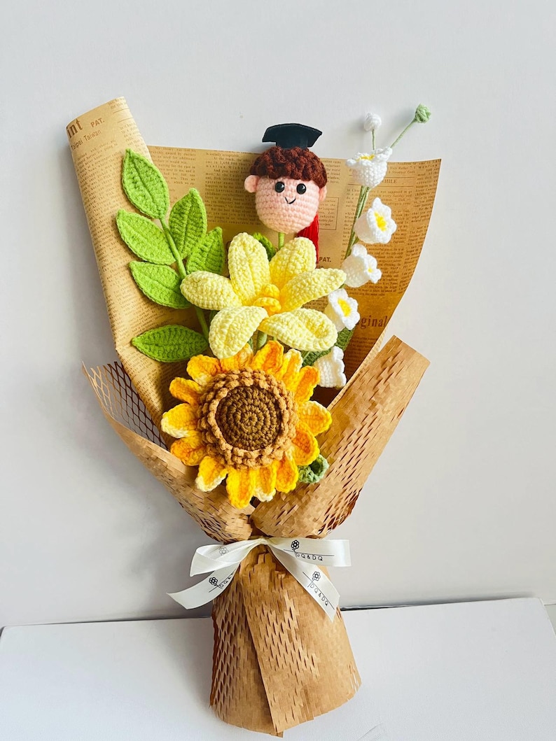 Handmade Crochet Flower Bouquet: Graduation Gift, Yarn Flowers - Etsy