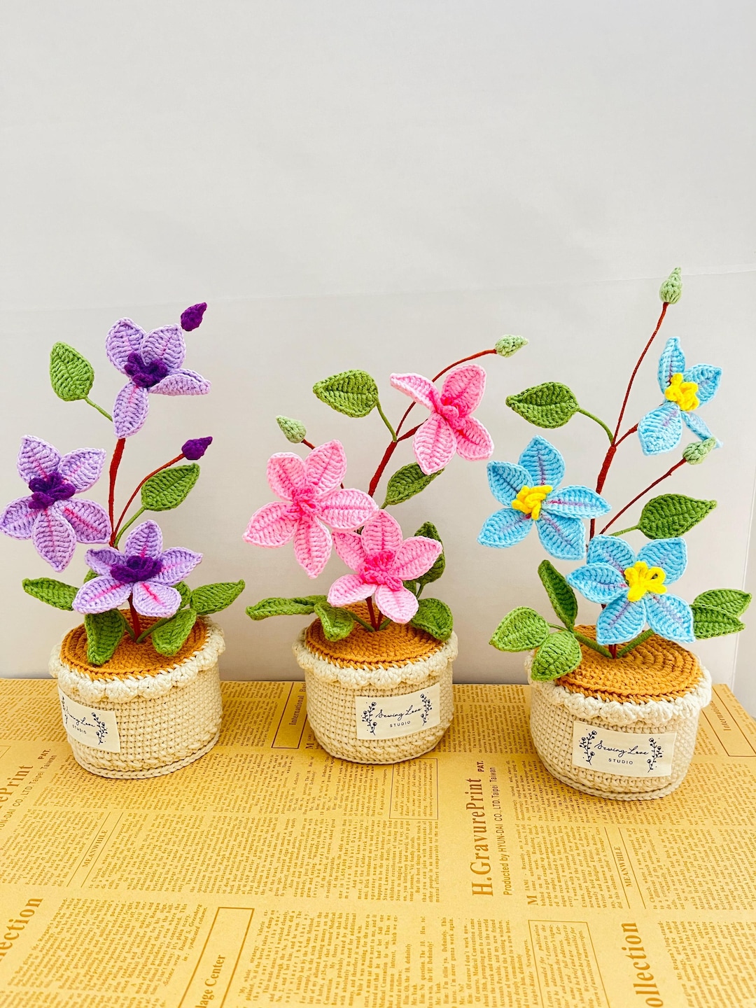 Crochet Potted Clematis: Handmade Yarn Flower Arrangement - Etsy