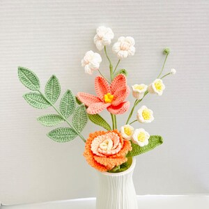 Gradient Pink Rose+crochet Flower+crochet Bouquet+birthday Gift ...