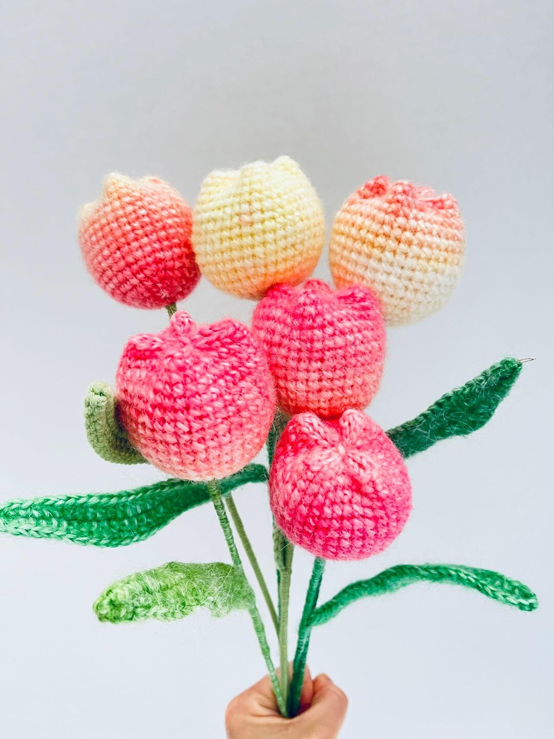 Fluffy Crochet Tulip+fat Tulip+crochet Bouquet+ Birthday Gift+creative ...