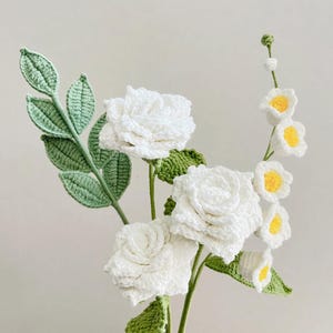 Handmade Crochet White Rose Bouquet: Everlasting Yarn Flowers - Etsy