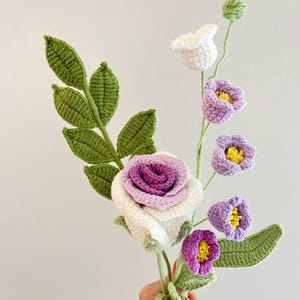 Purple Rose+crochet Flower+crochet Bouquet+birthday Gift+creative Gift ...