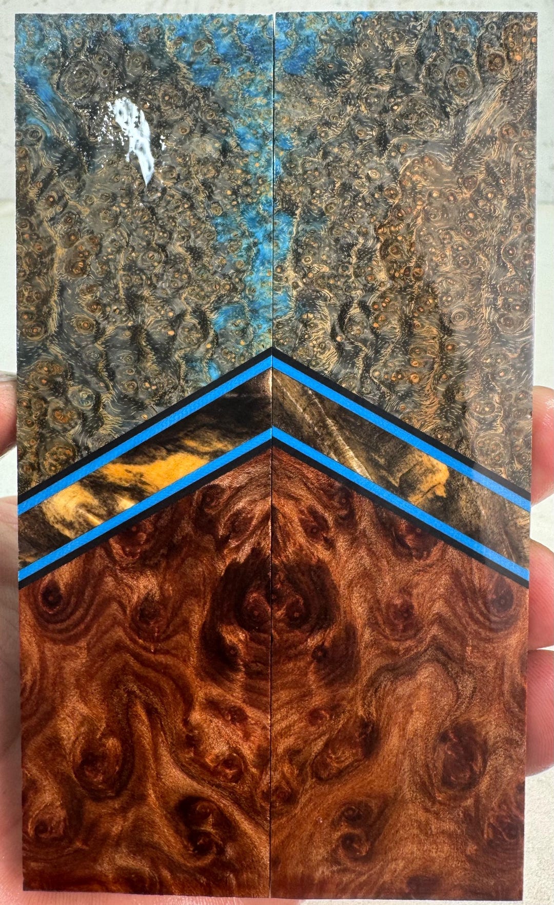 Stabilized Segmented Black Ash & Redwood Burl Knife Scales | SS 103 - Etsy