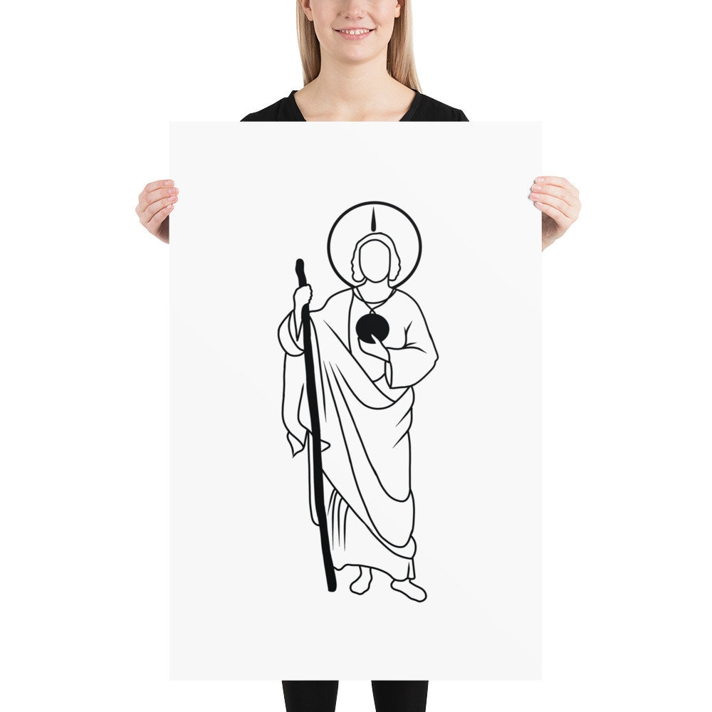 Black and White San Judas Tadeo St Jude Thaddaeus, Wall Art, Minimalist ...