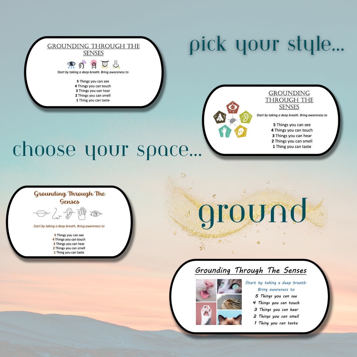 Grounding Cards | Mindfulness Tools | Coping Cards - Etsy