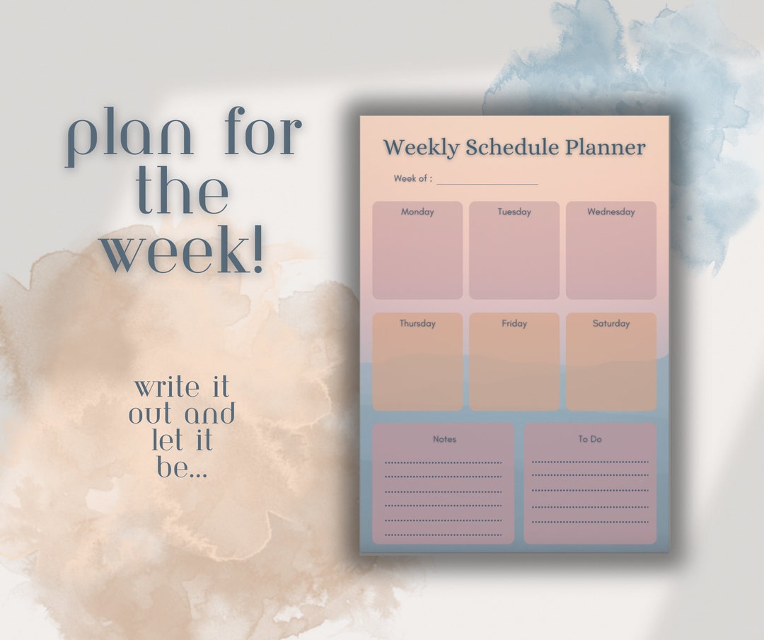 Sunset Weekly Printable Template - Etsy