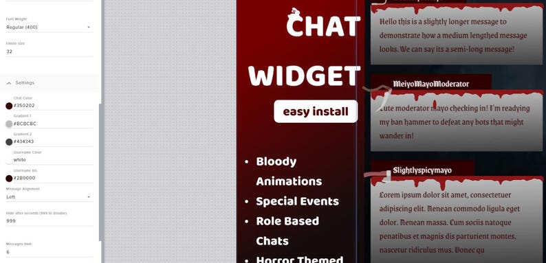 Horror Slasher Chat Widget for Twitch Streams Streamelements - Etsy
