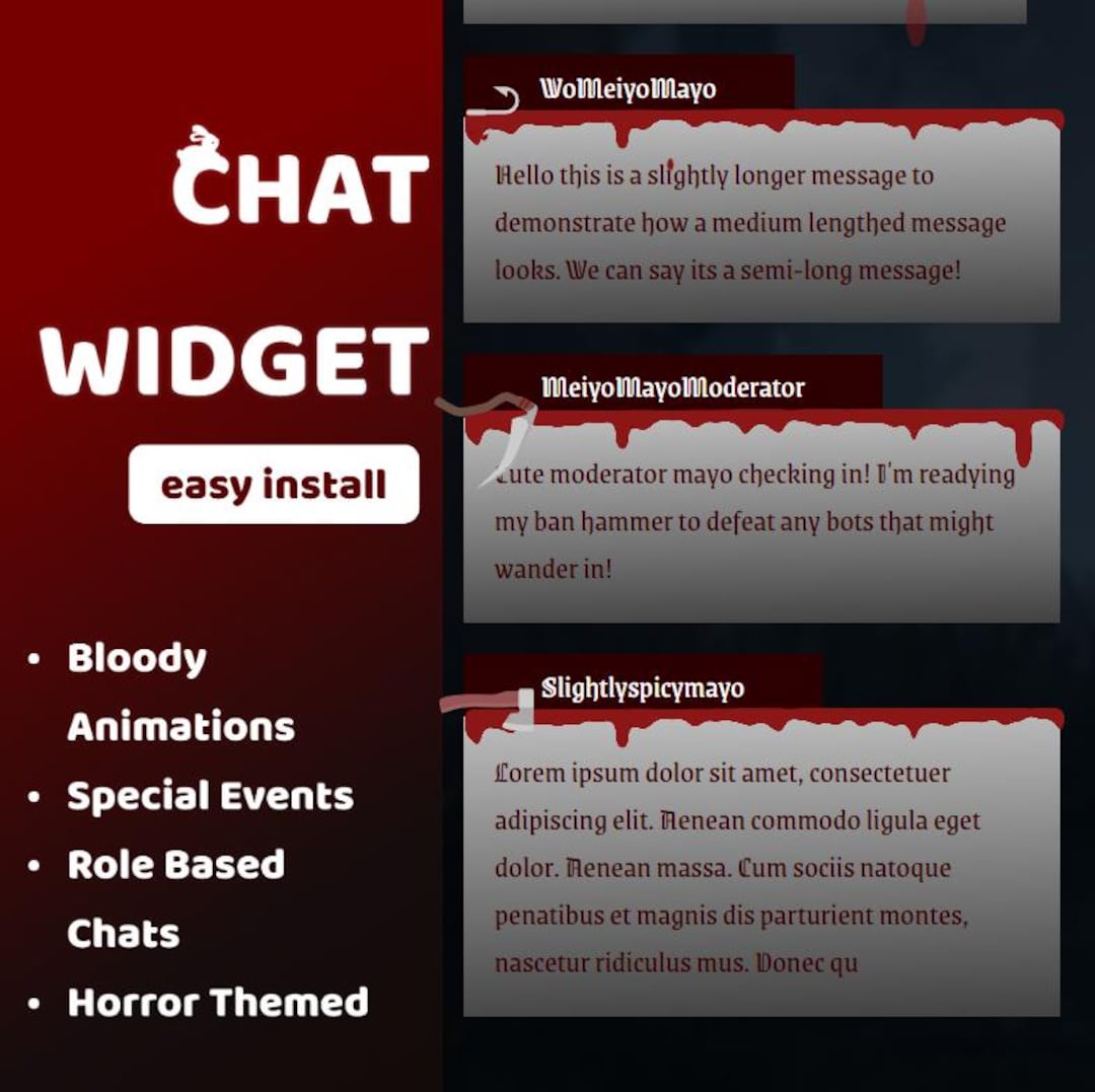 Horror Slasher Chat Widget for Twitch Streams Streamelements - Etsy