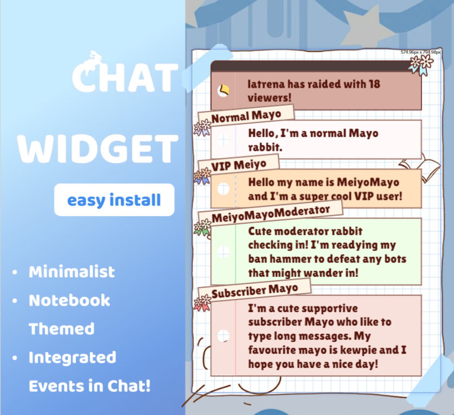 Notebook Journal Streamelements Chat Widget for Overlays - Etsy