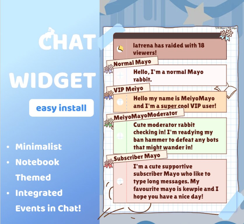Notebook Journal Streamelements Chat Widget for Overlays - Etsy