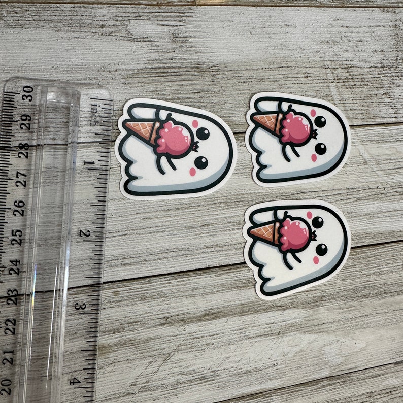 Cute Ghost Eating Ice Cream Stickers | Laptop | Notebook | Scrapbook ...
