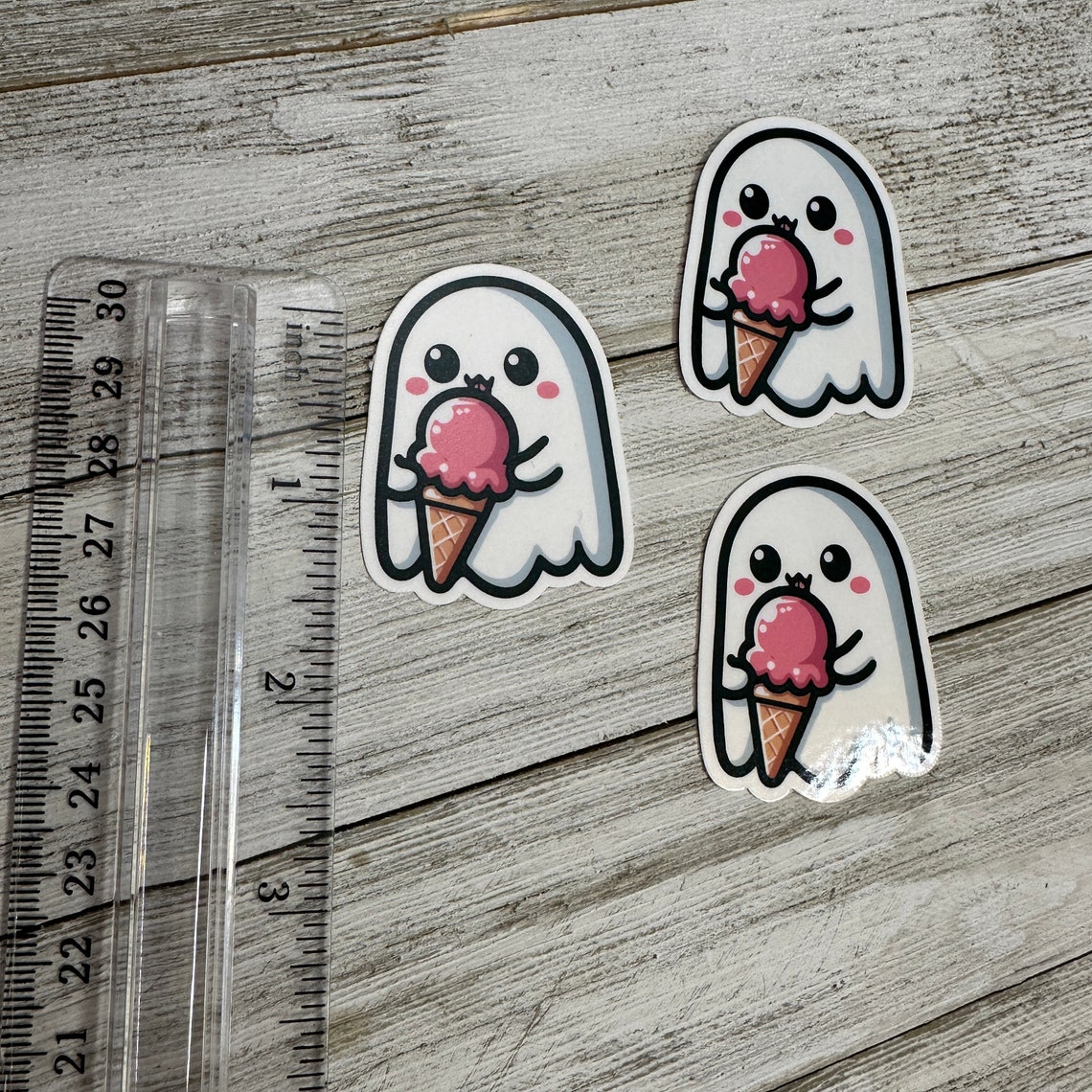 Cute Ghost Eating Ice Cream Stickers | Laptop | Notebook | Scrapbook ...