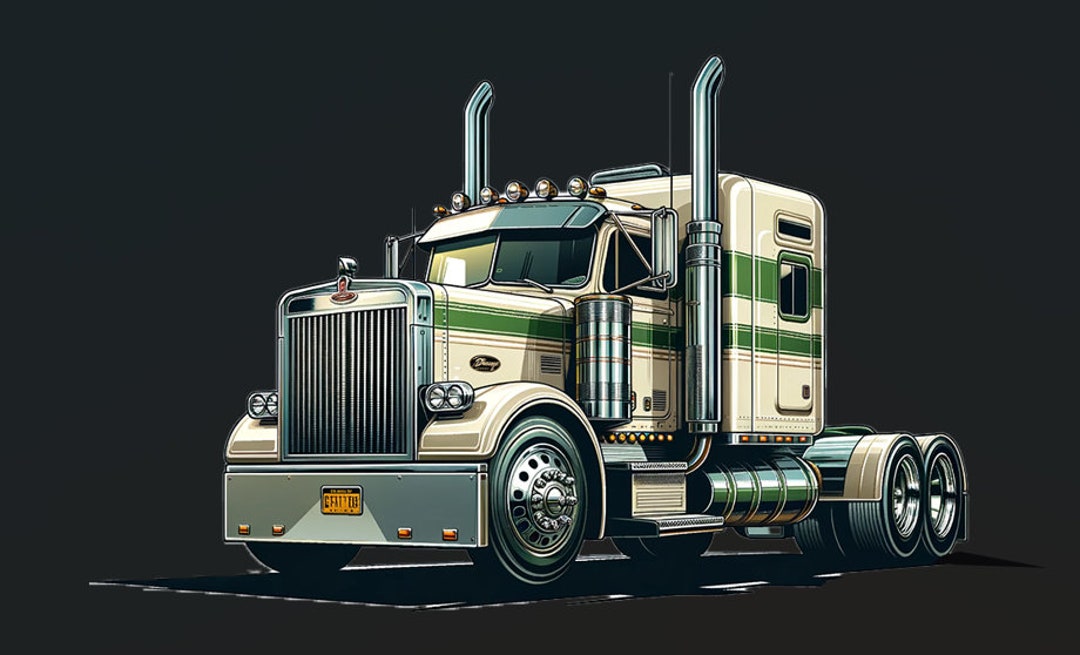 Green Peterbilt Semi-truck SVG Commercial Use Vector Digital Trucking ...