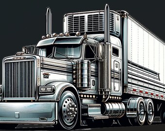 Classic Peterbilt Semi-truck SVG Commercial Use Vector Digital Trucking ...