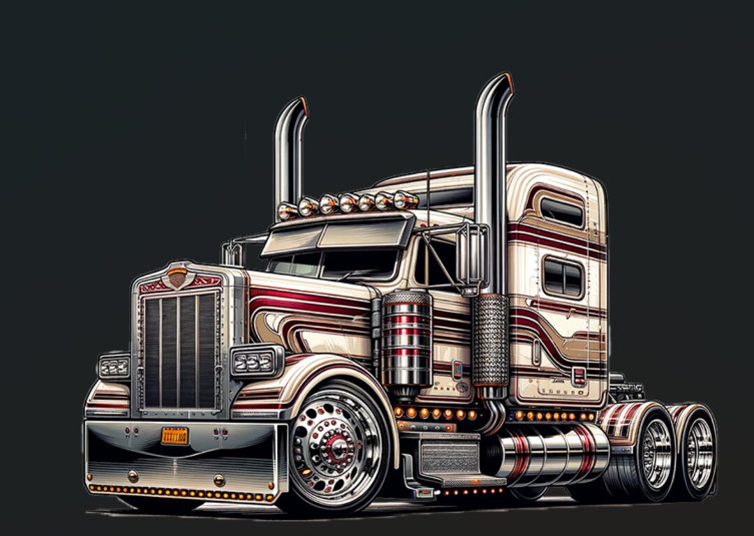 Red and Tan Peterbilt Semi-Truck SVG Vector de uso comercial Imágenes ...
