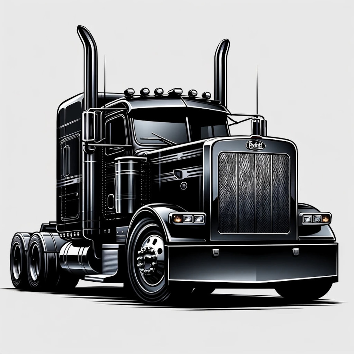 Classic Peterbilt Semi-truck SVG - Commercial Use Vector - Digital ...