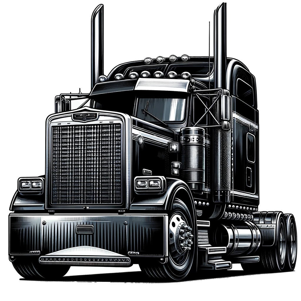 Black Peterbilt Semi-truck SVG - Commercial Use Vector - Digital ...