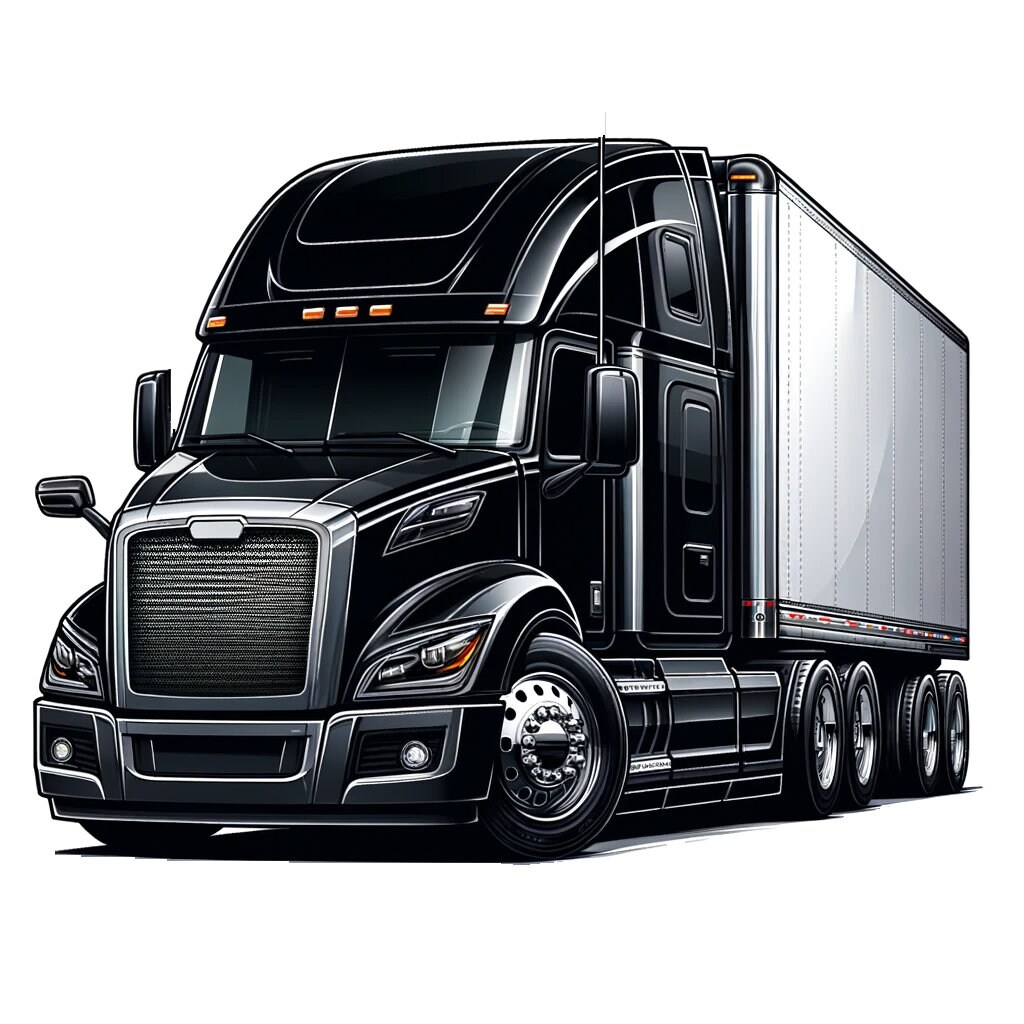 Black Freightliner Dryvan Semi-truck SVG - Commercial Use Vector ...