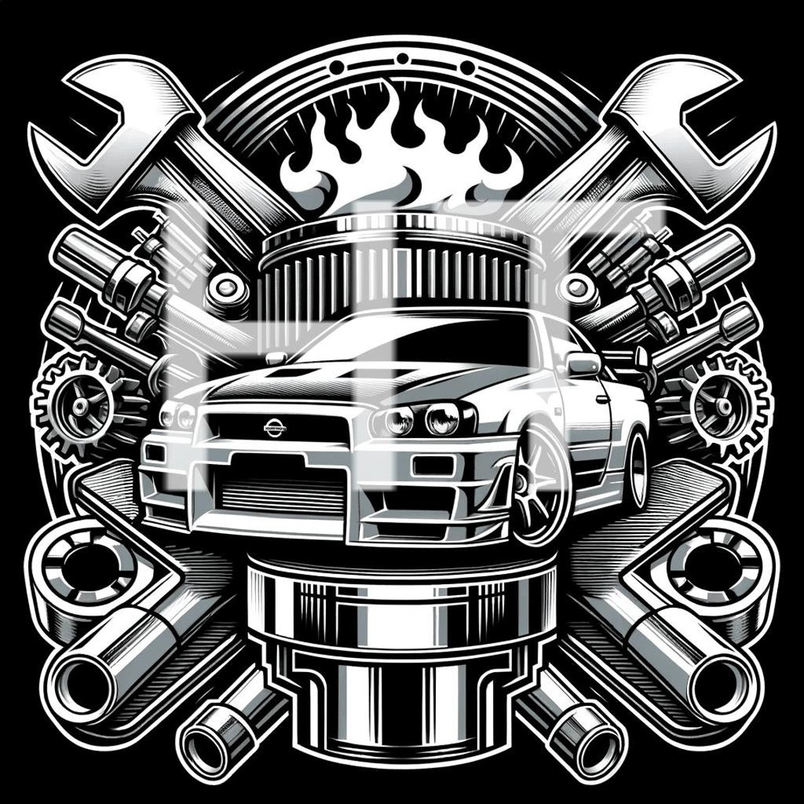 Mechanic Logo Repair Shop SVG Skyline R34 - Commercial Use Vector ...