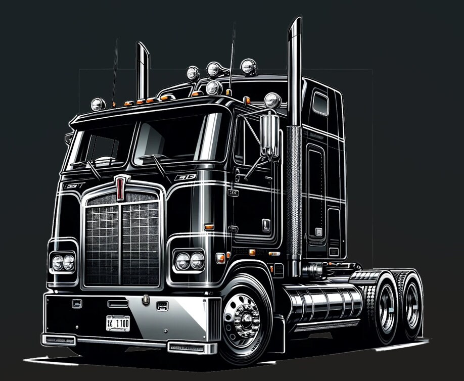 Black Peterbilt Cabover Semi-truck SVG Commercial Use Vector Digital ...