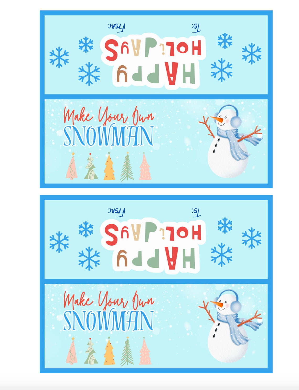 Build Your Own Snowman Printable Gift Tags | Teacher Student Gift ...