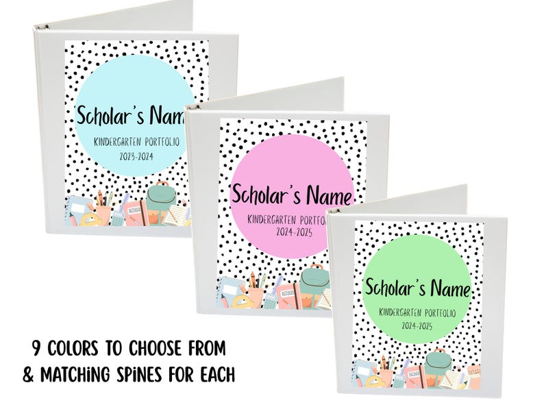 Polka Dot Pastel Portfolio Covers: Editable Binder Spines, Classroom ...