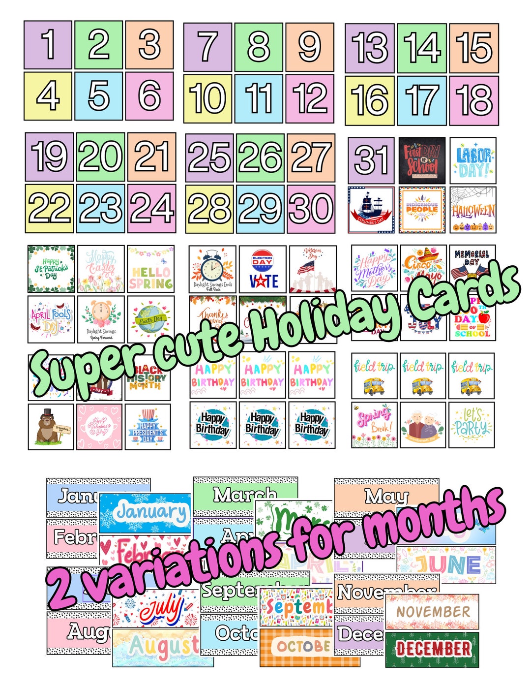 EDITABLE *** Polka Dot & Pastel Calendar - Etsy