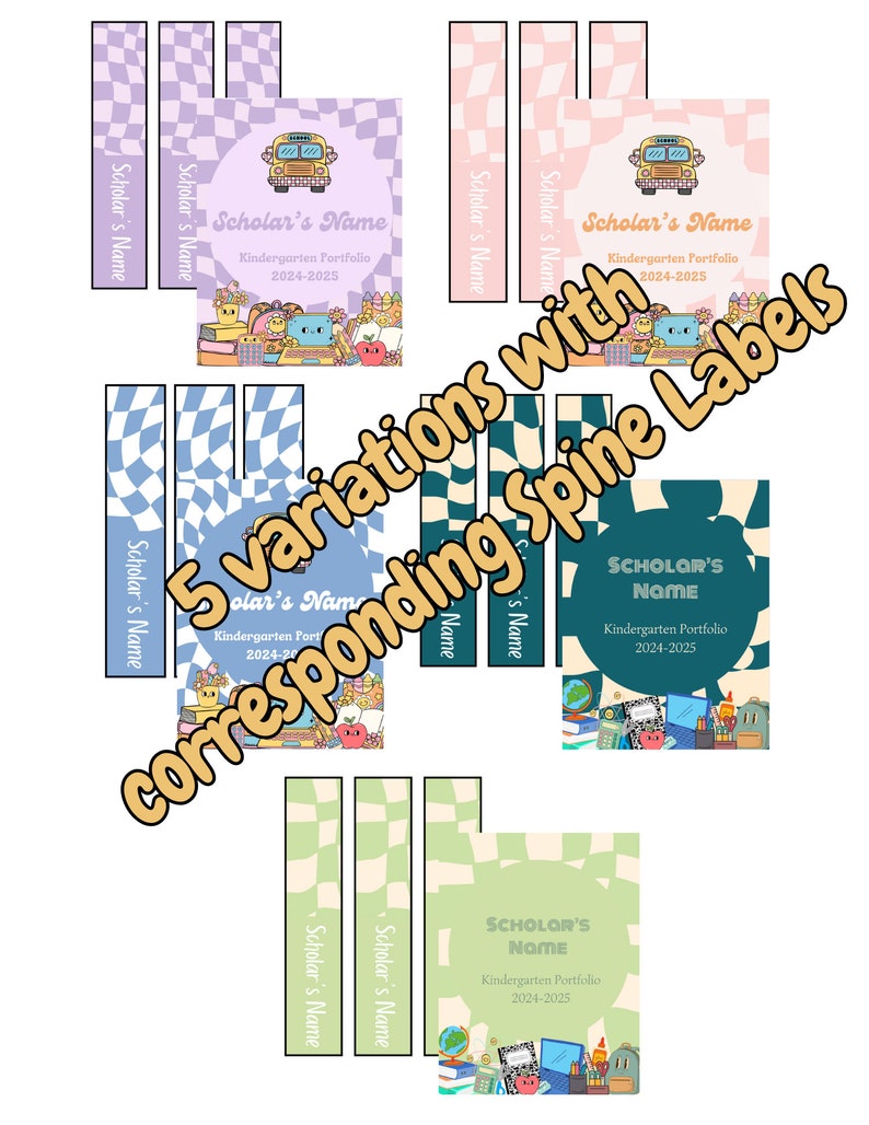 Groovy Retro Student Portfolio Covers & Spine Labels - Etsy