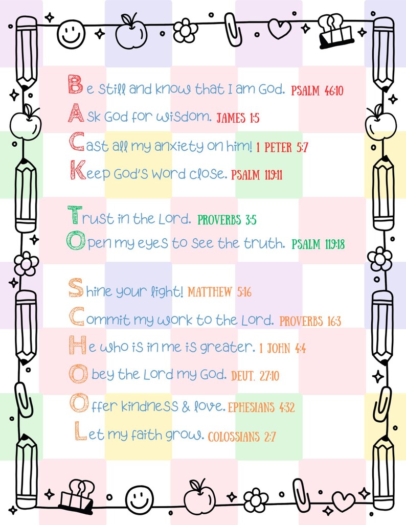 Back to School Bible Acronym Printable | Christian Classroom Decor ...