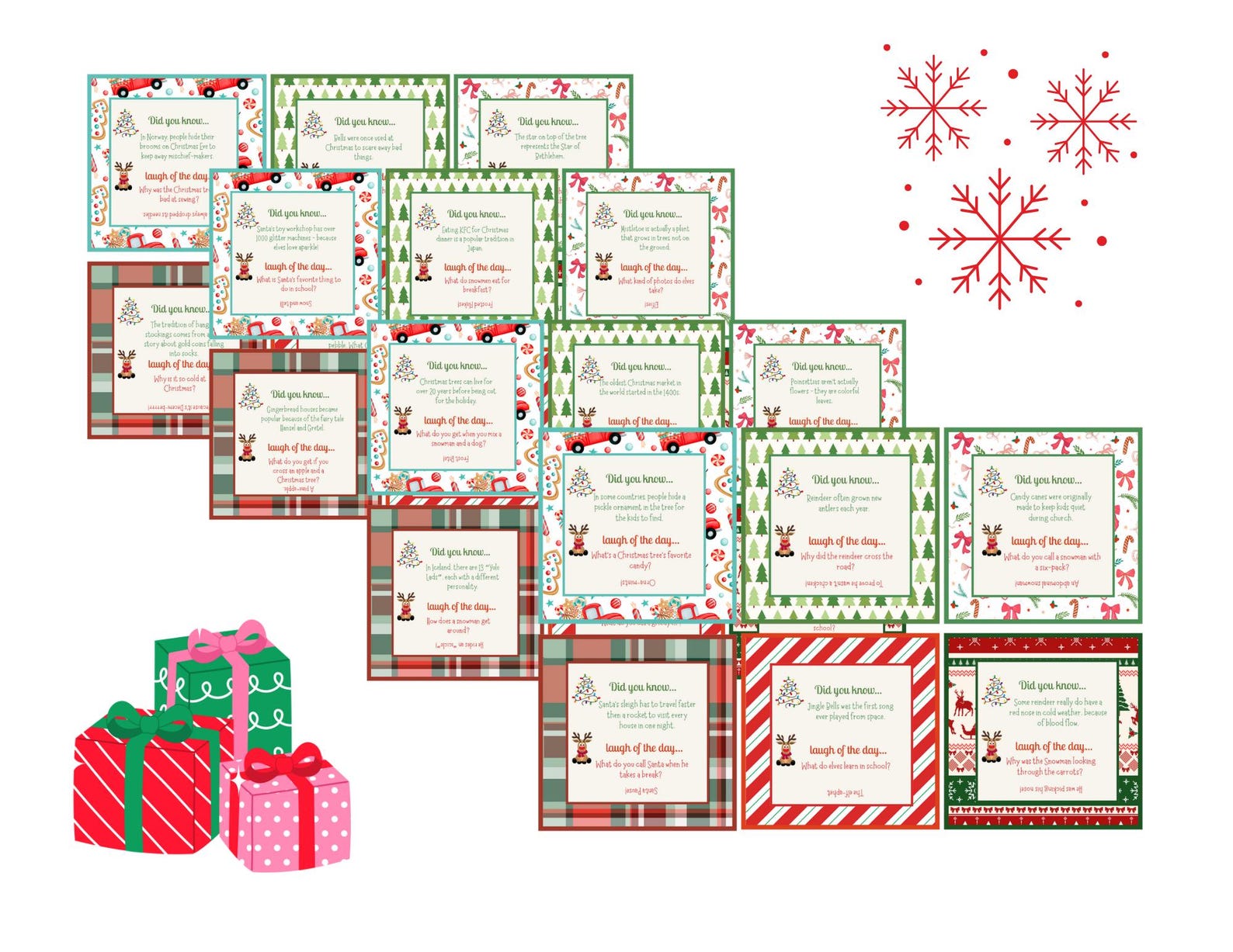 Christmas Lunchbox Joke Cards | Printable Holiday Notes for Kids | 24 ...