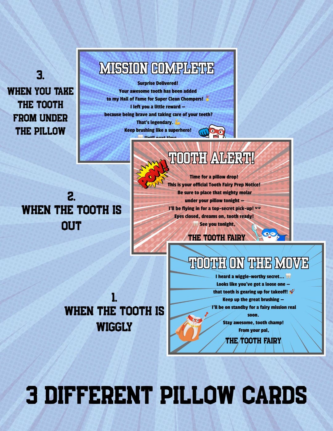 Superhero Tooth Fairy Cards & Reward Coupons: Printable Set (digital ...
