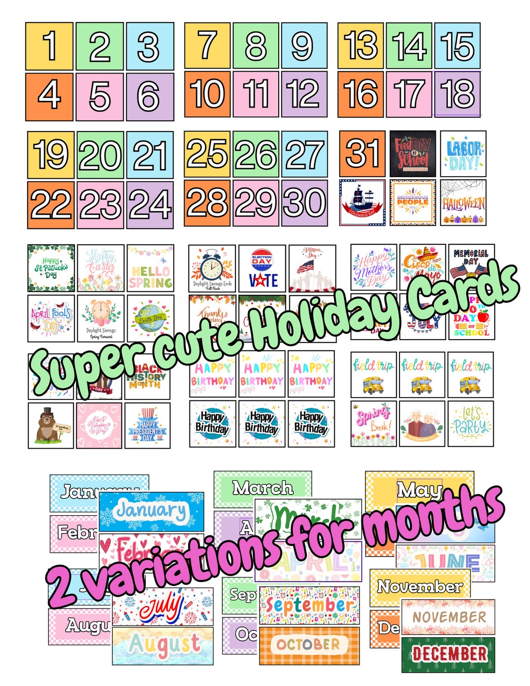 EDITABLE Groovy Classroom Calendar - Etsy