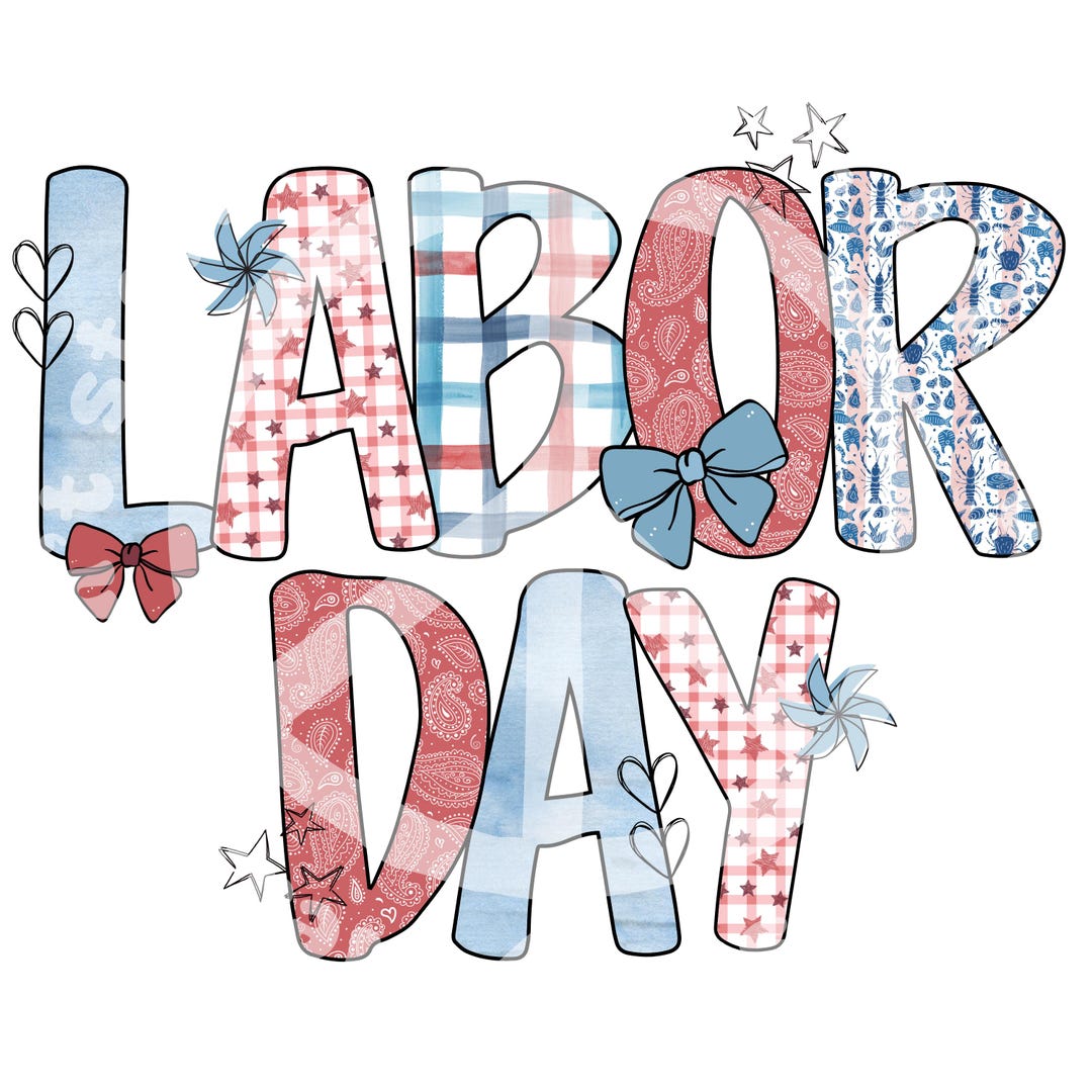 Labor Day Bubbly Letters PNG: Red White Blue Clipart (digital Download ...