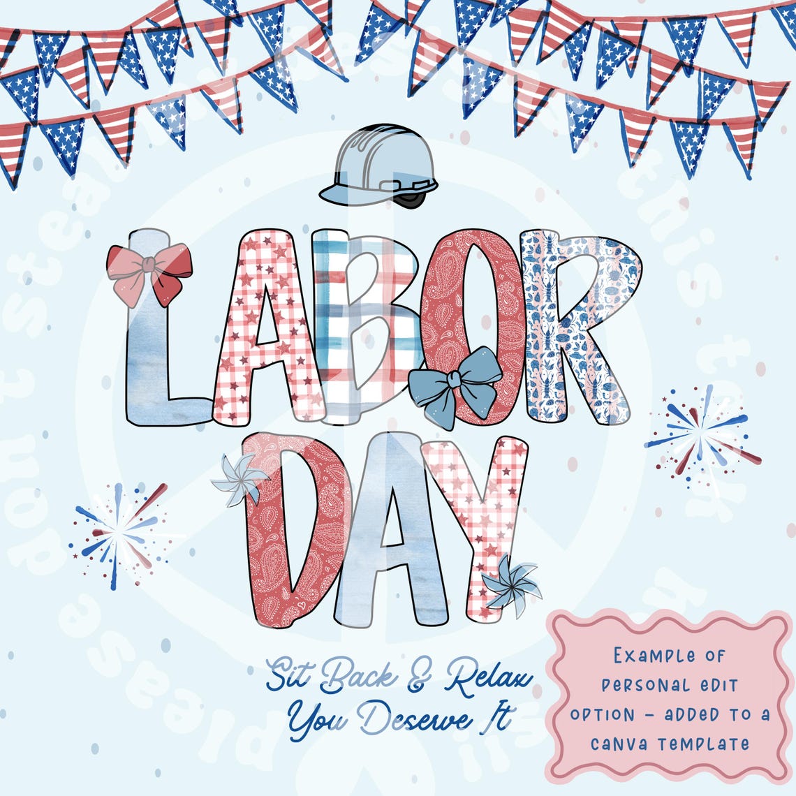 Labor Day Bubbly Letters PNG: Red White Blue Clipart (digital Download ...