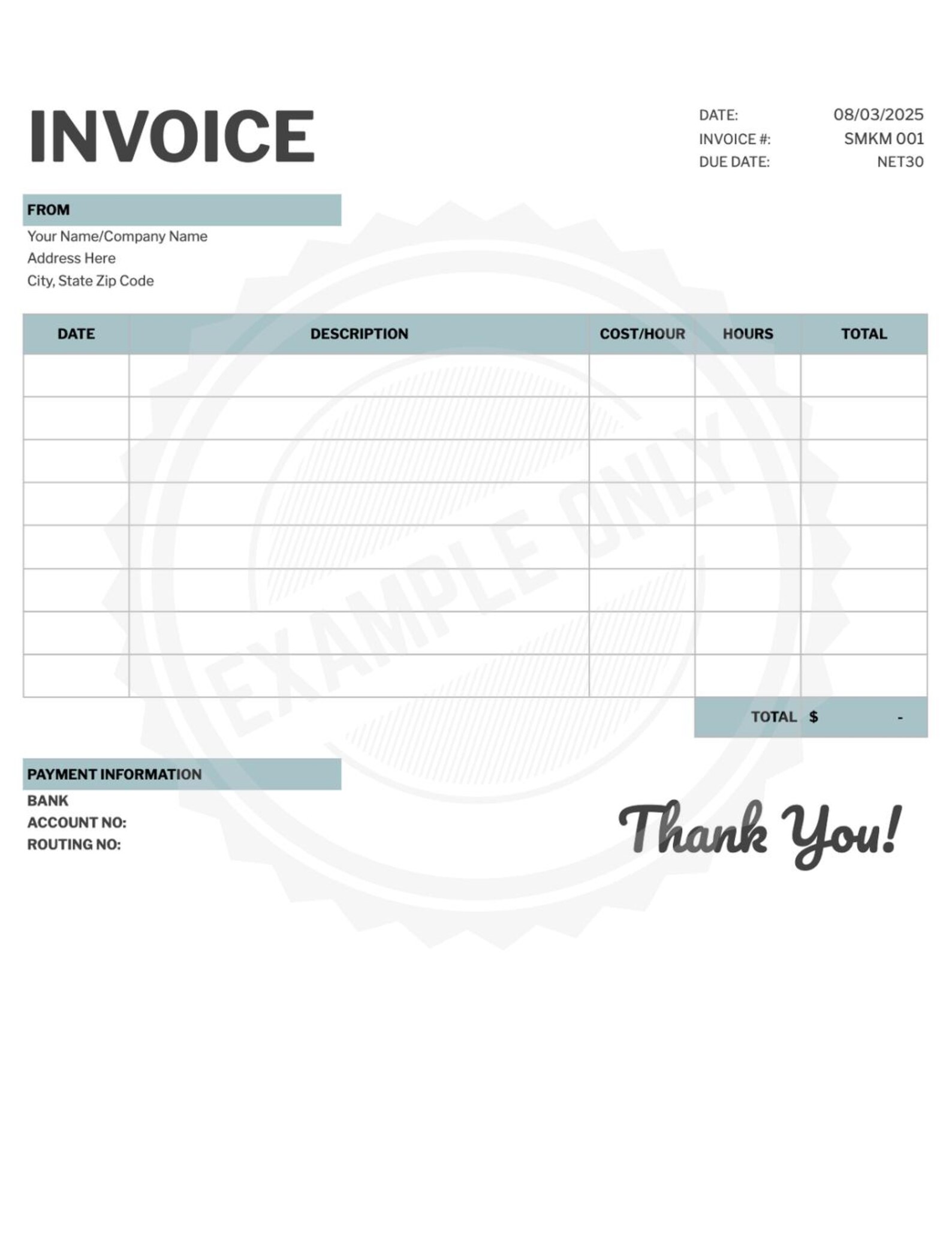 Invoice Template | Google Sheets Instant Download | Reusable Business ...